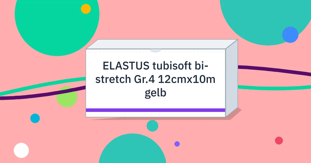 Symbolbild: Packung mit der Aufschrift ELASTUS tubisoft bi-stretch Gr.4 12cmx10m gelb (PZN 16731616) – Verfügbarkeit und Bezug in Apotheken in Frankfurt am Main