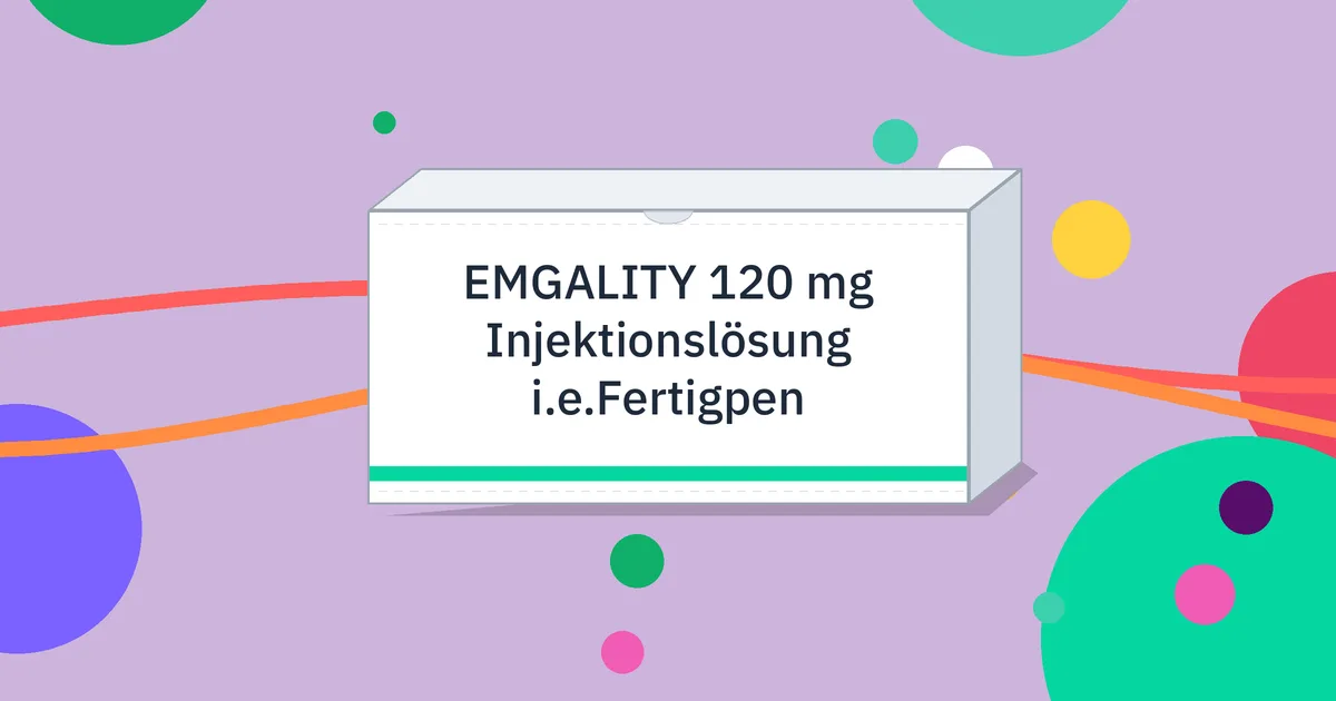 Symbolbild: Packung mit der Aufschrift EMGALITY 120 mg Injektionslösung i.e.Fertigpen (PZN 19913619) – Verfügbarkeit und Bezug in Apotheken in Frankfurt am Main