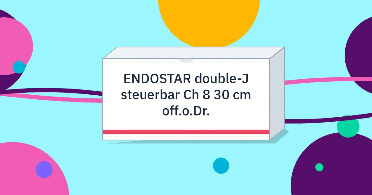 Symbolbild: Packung mit der Aufschrift ENDOSTAR double-J steuerbar Ch 8 30 cm off.o.Dr. (PZN 00439598) – Verfügbarkeit und Bezug in Apotheken in Frankfurt am Main