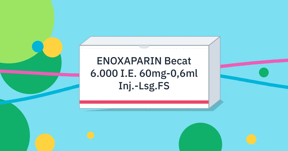 Symbolbild: Packung mit der Aufschrift ENOXAPARIN Becat 6.000 I.E. 60mg-0,6ml Inj.-Lsg.FS (PZN 17976403) – Verfügbarkeit und Bezug in Apotheken in Frankfurt am Main