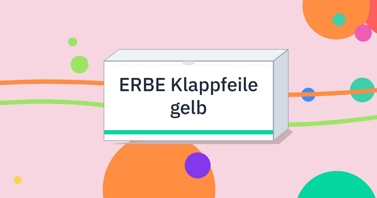 Symbolbild: Packung mit der Aufschrift ERBE Klappfeile gelb (PZN 04805203) – Verfügbarkeit und Bezug in Apotheken in Frankfurt am Main