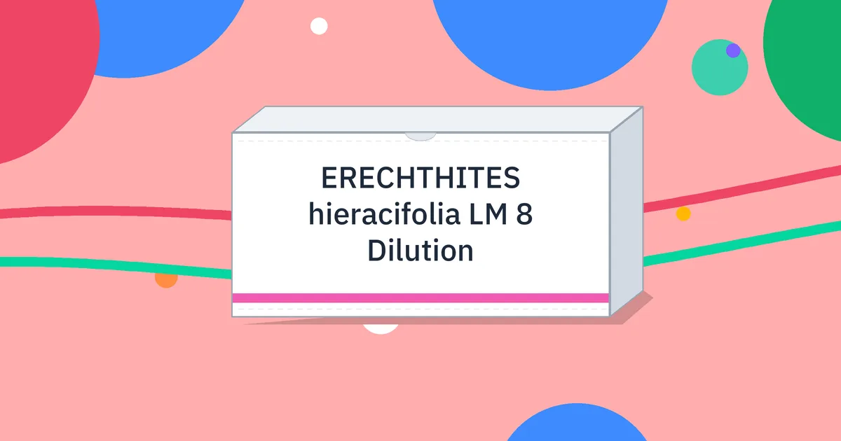 Symbolbild: Packung mit der Aufschrift ERECHTHITES hieracifolia LM 8 Dilution (PZN 13474308) – Verfügbarkeit und Bezug in Apotheken in Frankfurt am Main