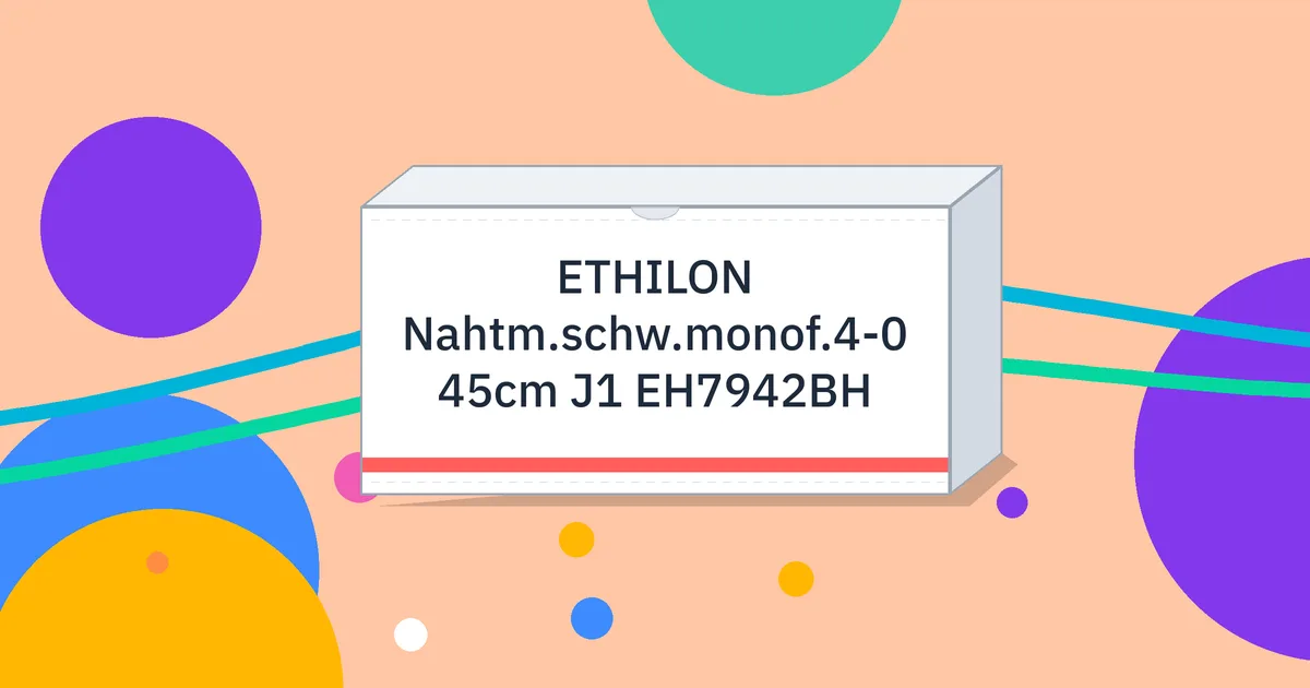 Symbolbild: Packung mit der Aufschrift ETHILON Nahtm.schw.monof.4-0 45cm J1 EH7942BH (PZN 18605287) – Verfügbarkeit und Bezug in Apotheken in Frankfurt am Main