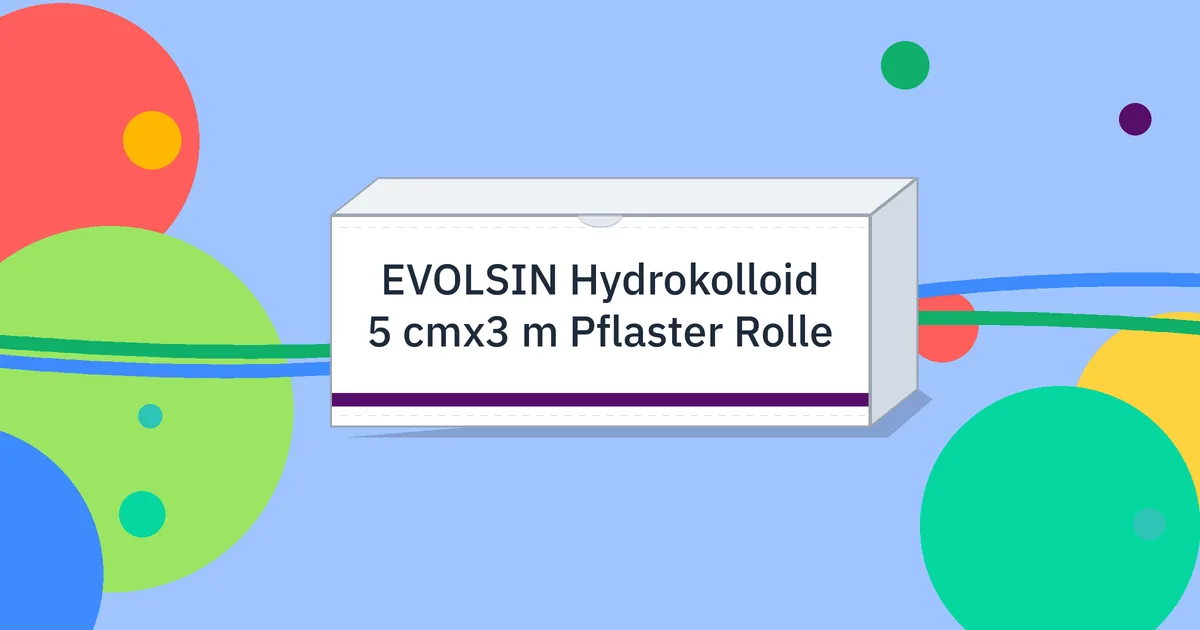 Symbolbild: Packung mit der Aufschrift EVOLSIN Hydrokolloid 5 cmx3 m Pflaster Rolle (PZN 20791423) – Verfügbarkeit und Bezug in Apotheken in Frankfurt am Main