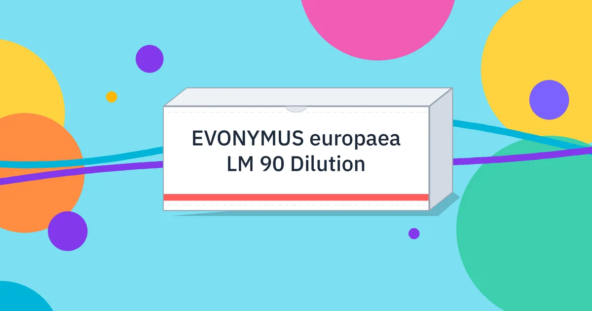 Symbolbild: Packung mit der Aufschrift EVONYMUS europaea LM 90 Dilution (PZN 13484904) – Verfügbarkeit und Bezug in Apotheken in Frankfurt am Main