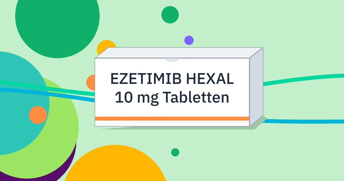 Symbolbild: Packung mit der Aufschrift EZETIMIB HEXAL 10 mg Tabletten (PZN 18109430) – Verfügbarkeit und Bezug in Apotheken in Frankfurt am Main