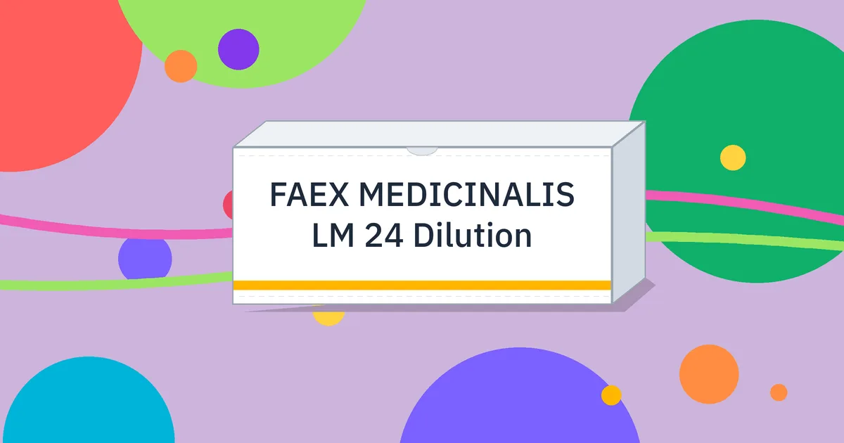 Symbolbild: Packung mit der Aufschrift FAEX MEDICINALIS LM 24 Dilution (PZN 13486168) – Verfügbarkeit und Bezug in Apotheken in Frankfurt am Main