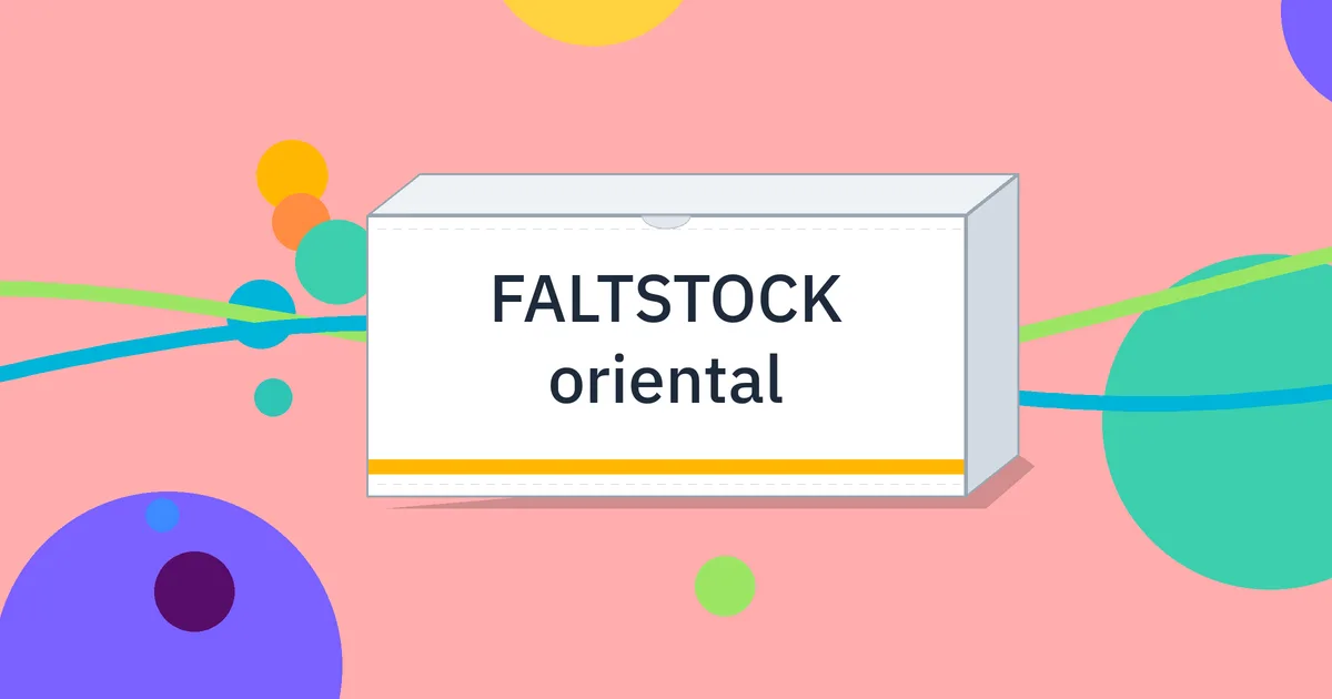 Symbolbild: Packung mit der Aufschrift FALTSTOCK oriental (PZN 00914332) – Verfügbarkeit und Bezug in Apotheken in Frankfurt am Main