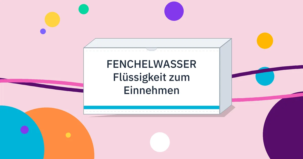 Symbolbild: Packung mit der Aufschrift FENCHELWASSER Flüssigkeit zum Einnehmen (PZN 15401064) – Verfügbarkeit und Bezug in Apotheken in Frankfurt am Main