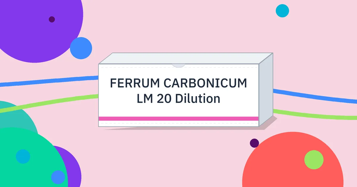 Symbolbild: Packung mit der Aufschrift FERRUM CARBONICUM LM 20 Dilution (PZN 12848043) – Verfügbarkeit und Bezug in Apotheken in Frankfurt am Main