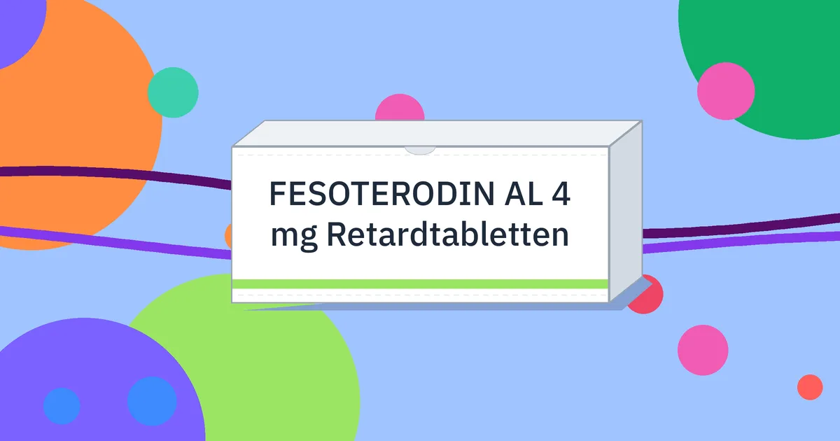 Symbolbild: Packung mit der Aufschrift FESOTERODIN AL 4 mg Retardtabletten (PZN 19067739) – Verfügbarkeit und Bezug in Apotheken in Frankfurt am Main