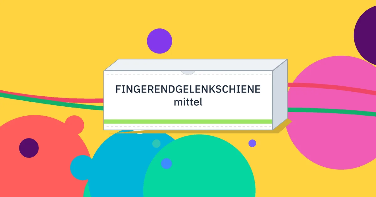 Symbolbild: Packung mit der Aufschrift FINGERENDGELENKSCHIENE mittel (PZN 07785725) – Verfügbarkeit und Bezug in Apotheken in Frankfurt am Main