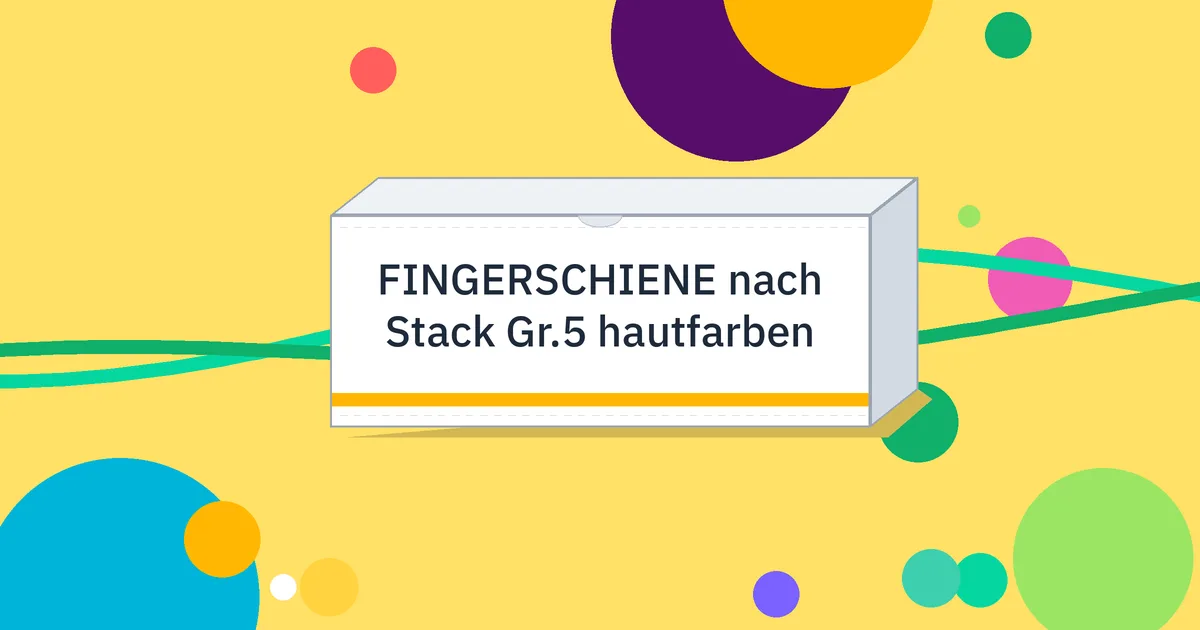 Symbolbild: Packung mit der Aufschrift FINGERSCHIENE nach Stack Gr.5 hautfarben (PZN 20401445) – Verfügbarkeit und Bezug in Apotheken in Frankfurt am Main