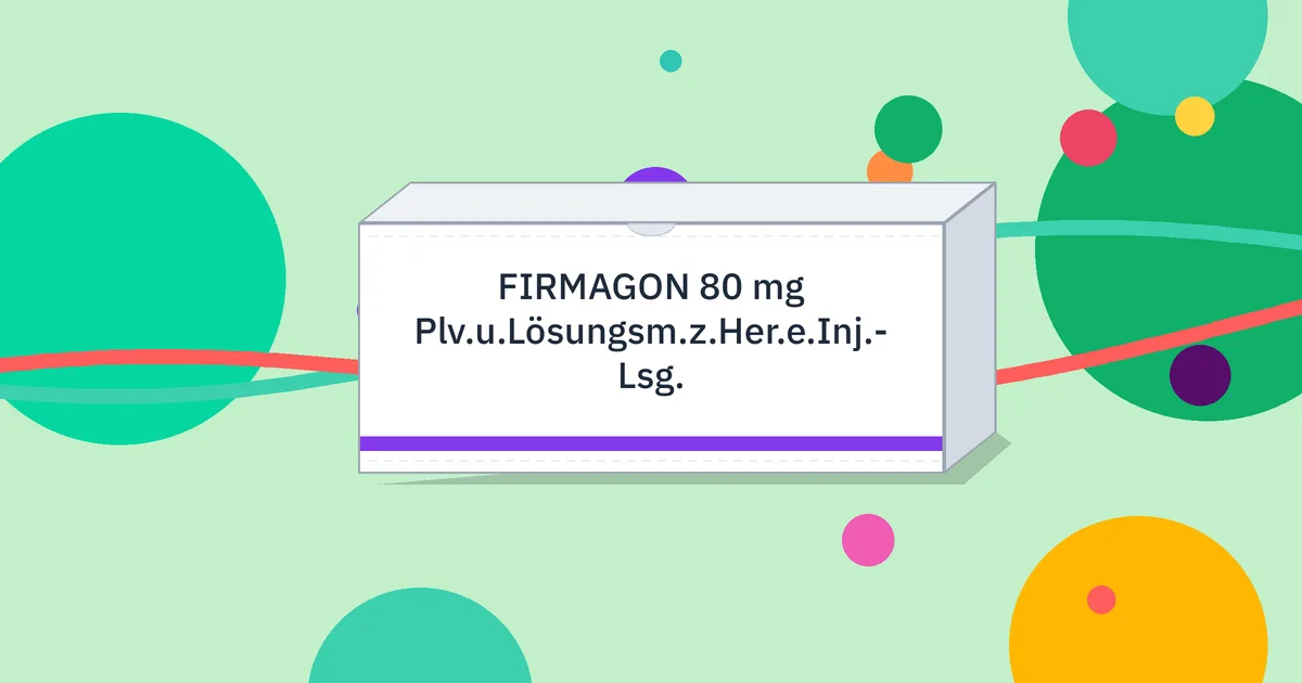 Symbolbild: Packung mit der Aufschrift FIRMAGON 80 mg Plv.u.Lösungsm.z.Her.e.Inj.-Lsg. (PZN 14191452) – Verfügbarkeit und Bezug in Apotheken in Frankfurt am Main
