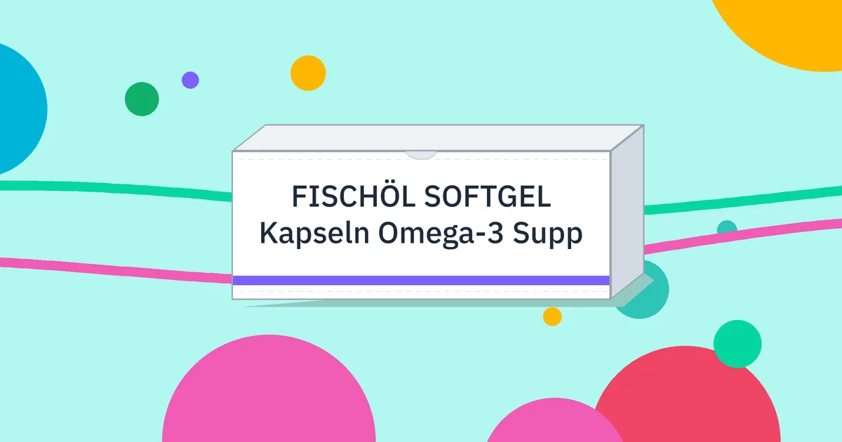 Symbolbild: Packung mit der Aufschrift FISCHÖL SOFTGEL Kapseln Omega-3 Supp (PZN 20817714) – Verfügbarkeit und Bezug in Apotheken in Frankfurt am Main
