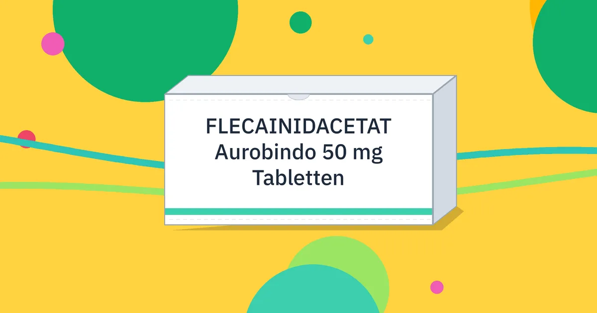 Symbolbild: Packung mit der Aufschrift FLECAINIDACETAT Aurobindo 50 mg Tabletten (PZN 03335899) – Verfügbarkeit und Bezug in Apotheken in Frankfurt am Main