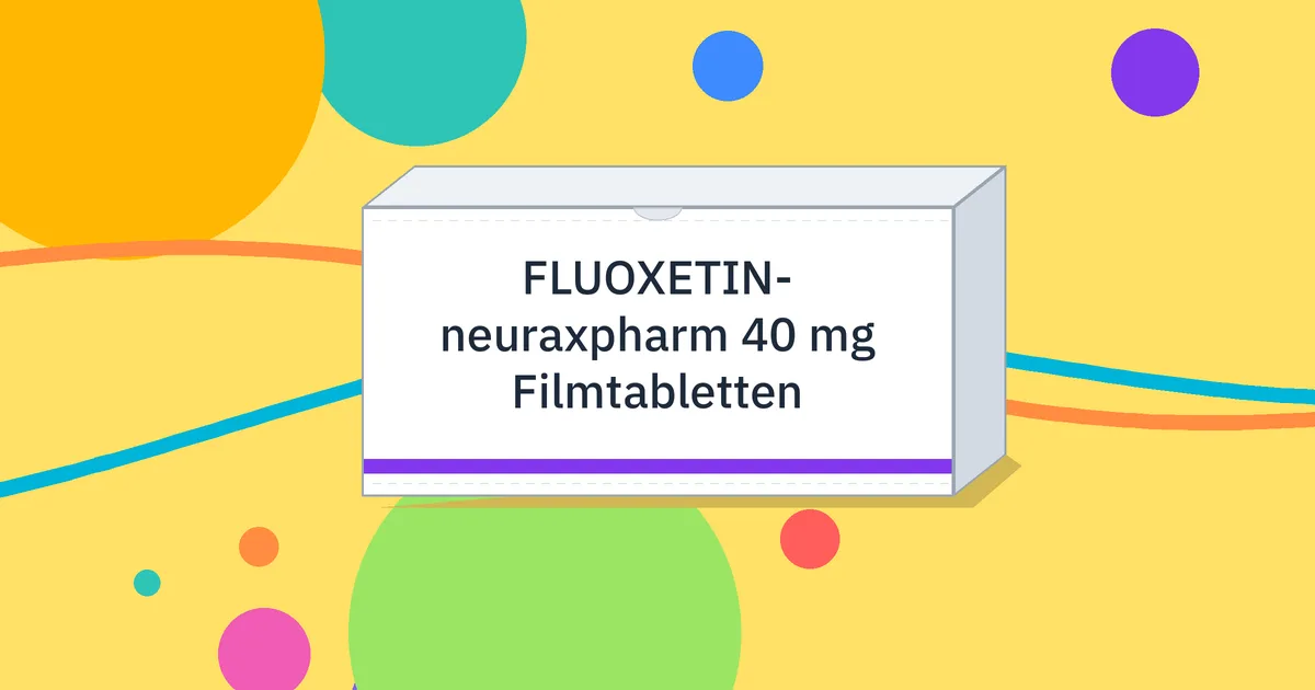 Symbolbild: Packung mit der Aufschrift FLUOXETIN-neuraxpharm 40 mg Filmtabletten (PZN 06407613) – Verfügbarkeit und Bezug in Apotheken in Frankfurt am Main