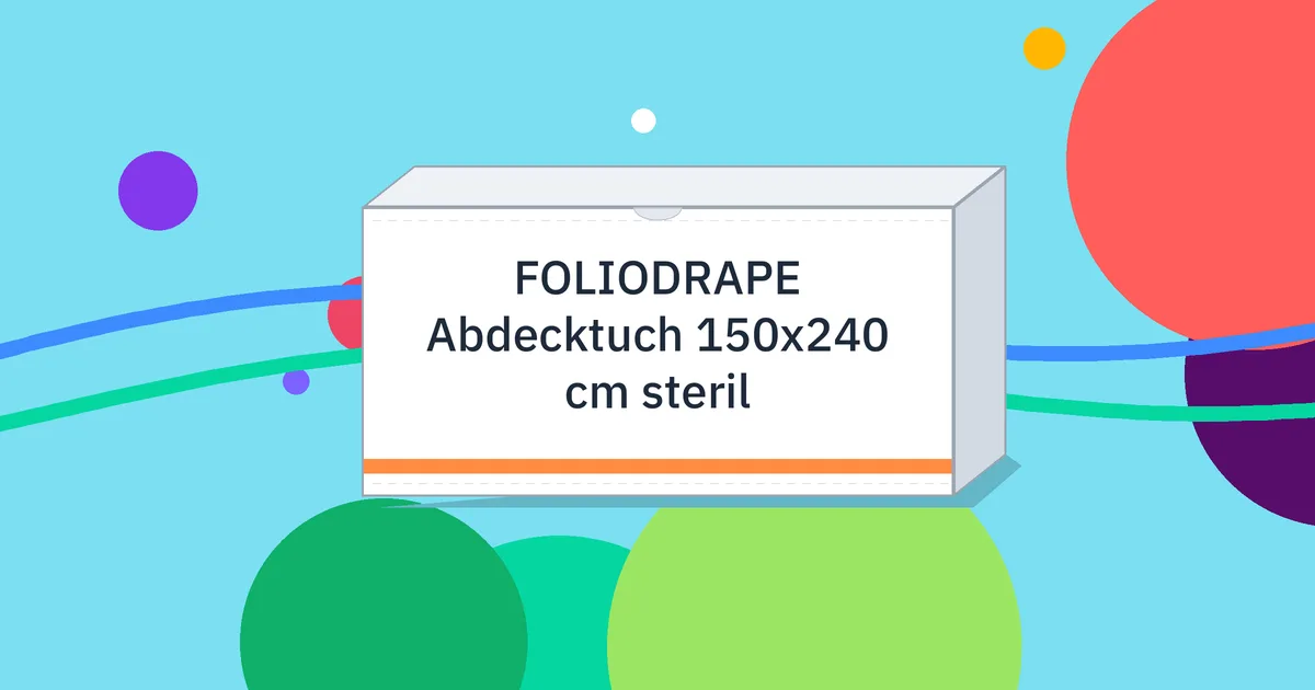 Symbolbild: Packung mit der Aufschrift FOLIODRAPE Abdecktuch 150x240 cm steril (PZN 06892608) – Verfügbarkeit und Bezug in Apotheken in Frankfurt am Main