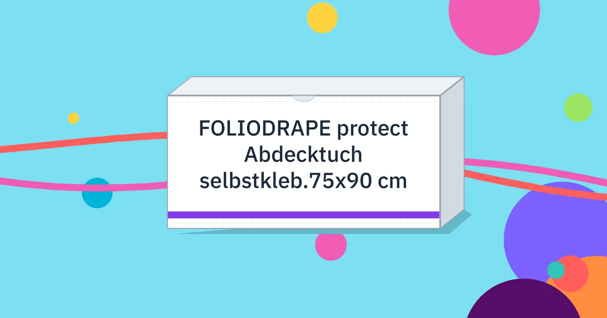 Symbolbild: Packung mit der Aufschrift FOLIODRAPE protect Abdecktuch selbstkleb.75x90 cm (PZN 19064646) – Verfügbarkeit und Bezug in Apotheken in Frankfurt am Main