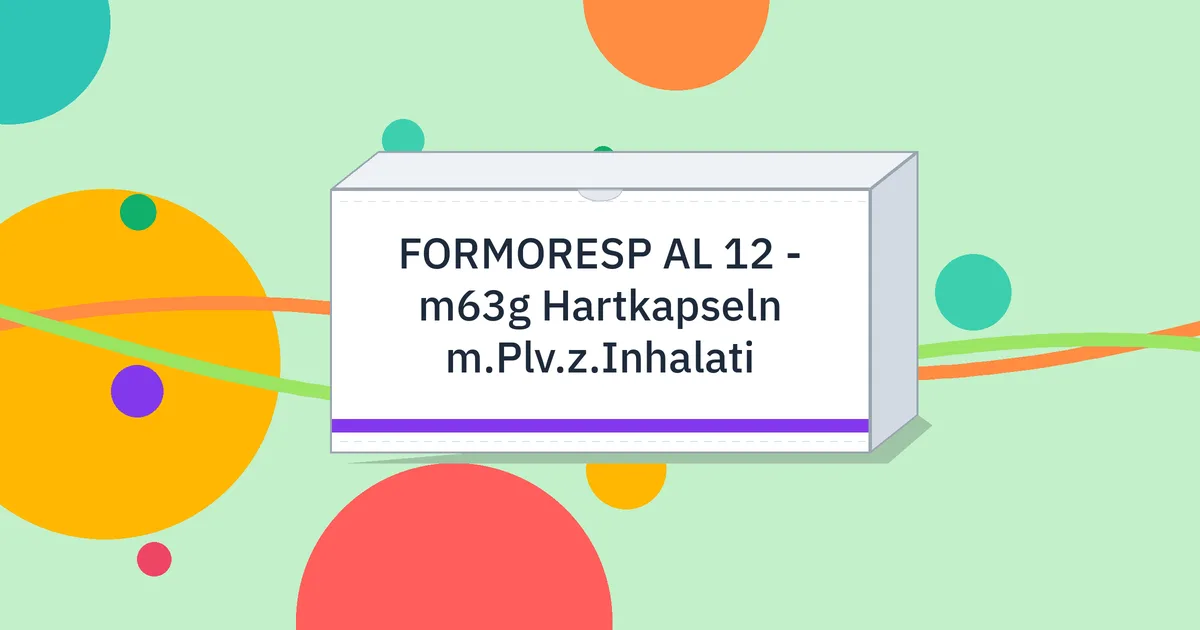 Symbolbild: Packung mit der Aufschrift FORMORESP AL 12 -m63g Hartkapseln m.Plv.z.Inhalati (PZN 17924398) – Verfügbarkeit und Bezug in Apotheken in Frankfurt am Main