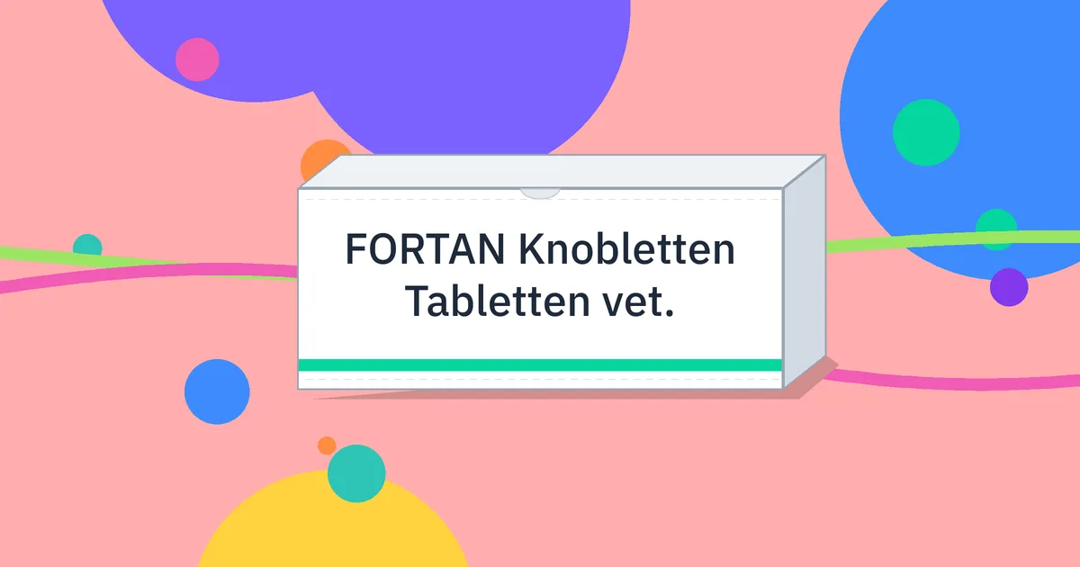 Symbolbild: Packung mit der Aufschrift FORTAN Knobletten Tabletten vet. (PZN 01345592) – Verfügbarkeit und Bezug in Apotheken in Frankfurt am Main