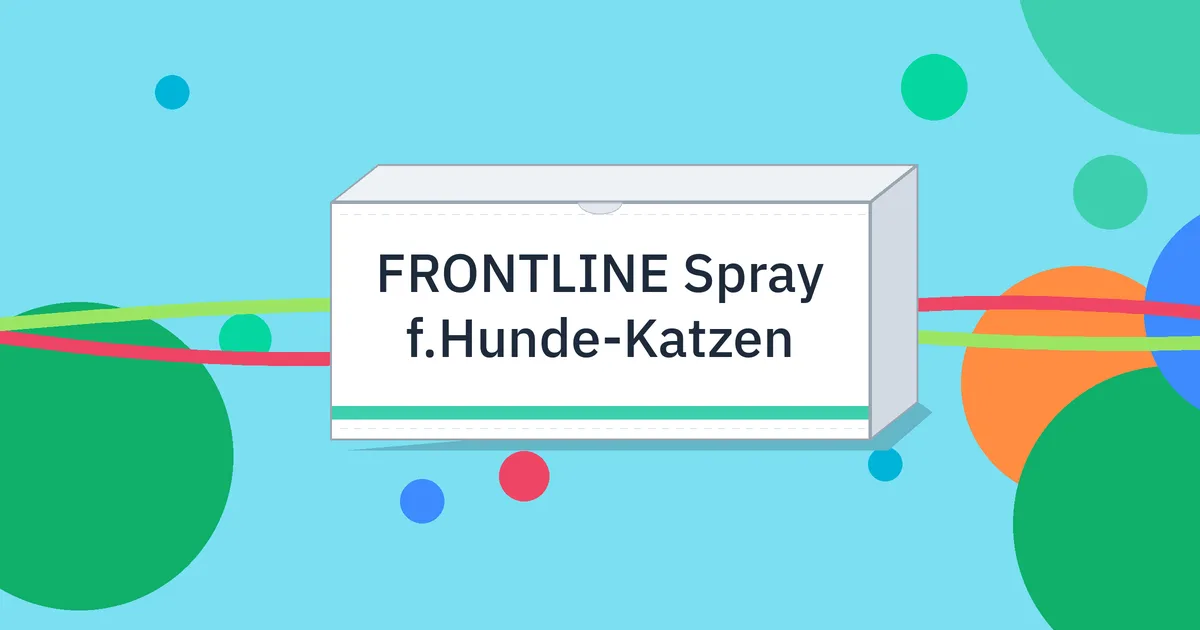 Symbolbild: Packung mit der Aufschrift FRONTLINE Spray f.Hunde-Katzen (PZN 07579664) – Verfügbarkeit und Bezug in Apotheken in Frankfurt am Main