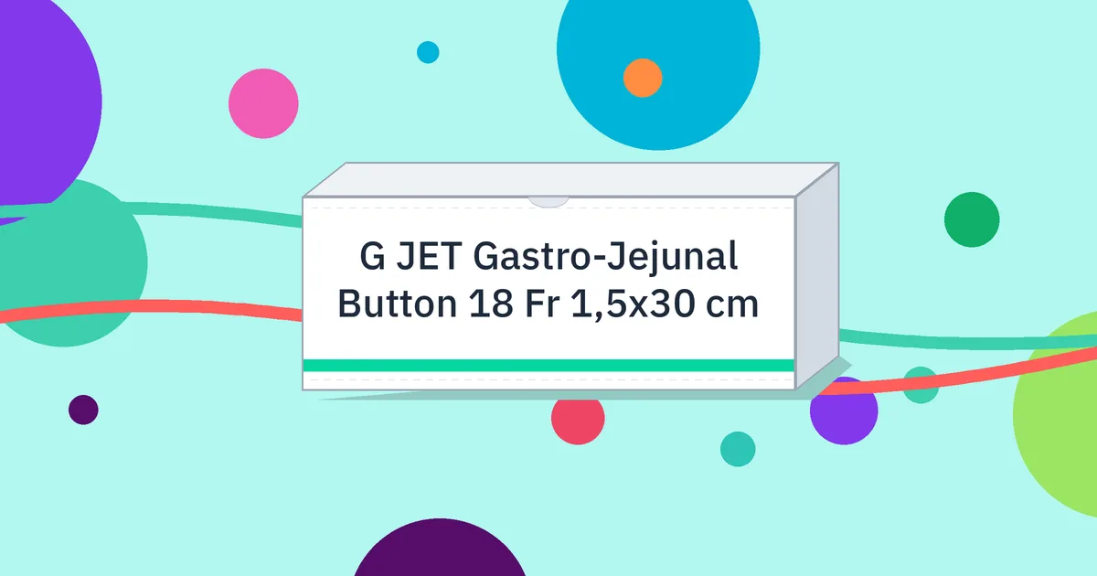 Symbolbild: Packung mit der Aufschrift G JET Gastro-Jejunal Button 18 Fr 1,5x30 cm (PZN 14347121) – Verfügbarkeit und Bezug in Apotheken in Frankfurt am Main