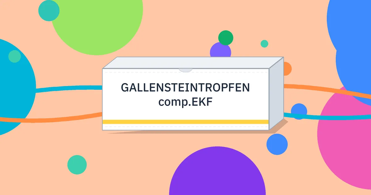 Symbolbild: Packung mit der Aufschrift GALLENSTEINTROPFEN comp.EKF (PZN 05954201) – Verfügbarkeit und Bezug in Apotheken in Frankfurt am Main