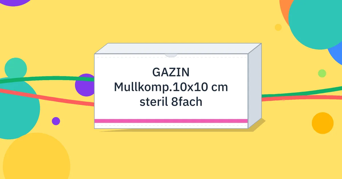 Symbolbild: Packung mit der Aufschrift GAZIN Mullkomp.10x10 cm steril 8fach (PZN 17434398) – Verfügbarkeit und Bezug in Apotheken in Frankfurt am Main