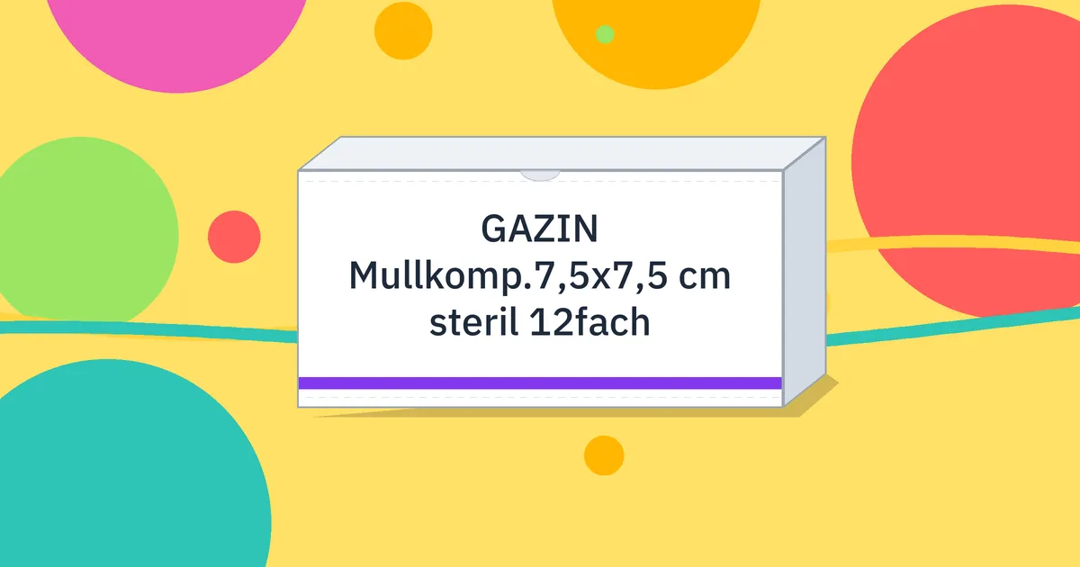 Symbolbild: Packung mit der Aufschrift GAZIN Mullkomp.7,5x7,5 cm steril 12fach (PZN 14444232) – Verfügbarkeit und Bezug in Apotheken in Frankfurt am Main