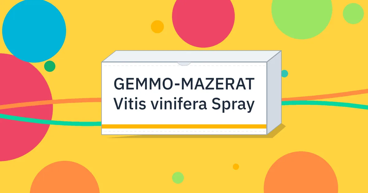Symbolbild: Packung mit der Aufschrift GEMMO-MAZERAT Vitis vinifera Spray (PZN 13306278) – Verfügbarkeit und Bezug in Apotheken in Frankfurt am Main