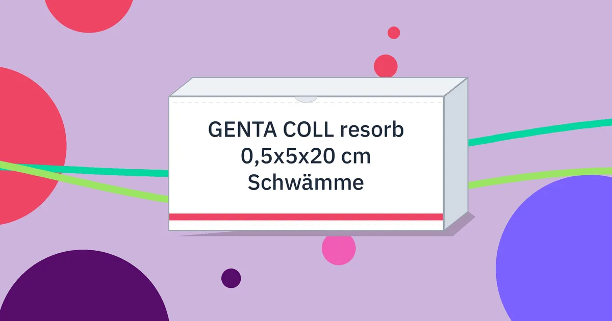 Symbolbild: Packung mit der Aufschrift GENTA COLL resorb 0,5x5x20 cm Schwämme (PZN 02239389) – Verfügbarkeit und Bezug in Apotheken in Frankfurt am Main