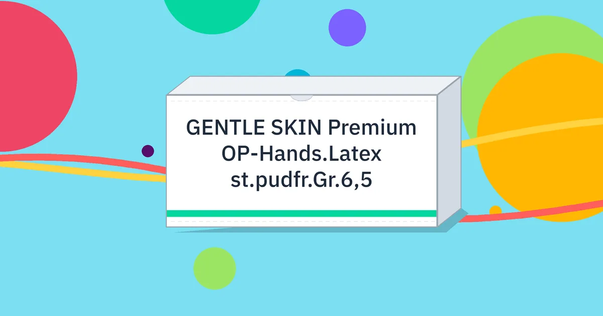 Symbolbild: Packung mit der Aufschrift GENTLE SKIN Premium OP-Hands.Latex st.pudfr.Gr.6,5 (PZN 02244278) – Verfügbarkeit und Bezug in Apotheken in Frankfurt am Main