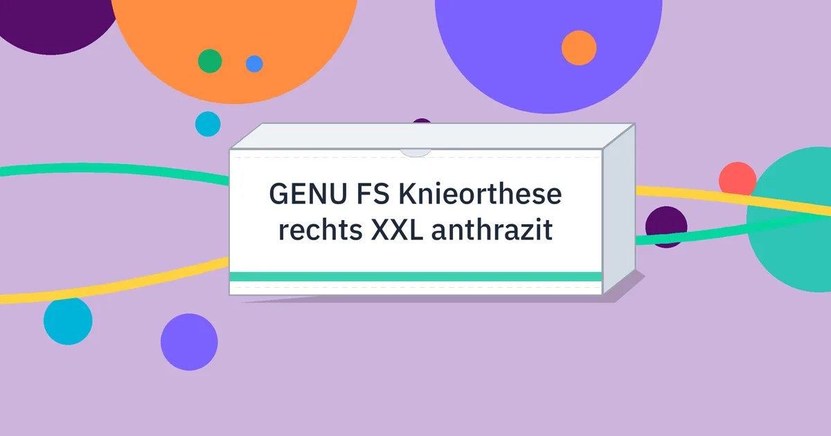 Symbolbild: Packung mit der Aufschrift GENU FS Knieorthese rechts XXL anthrazit (PZN 14308428) – Verfügbarkeit und Bezug in Apotheken in Frankfurt am Main