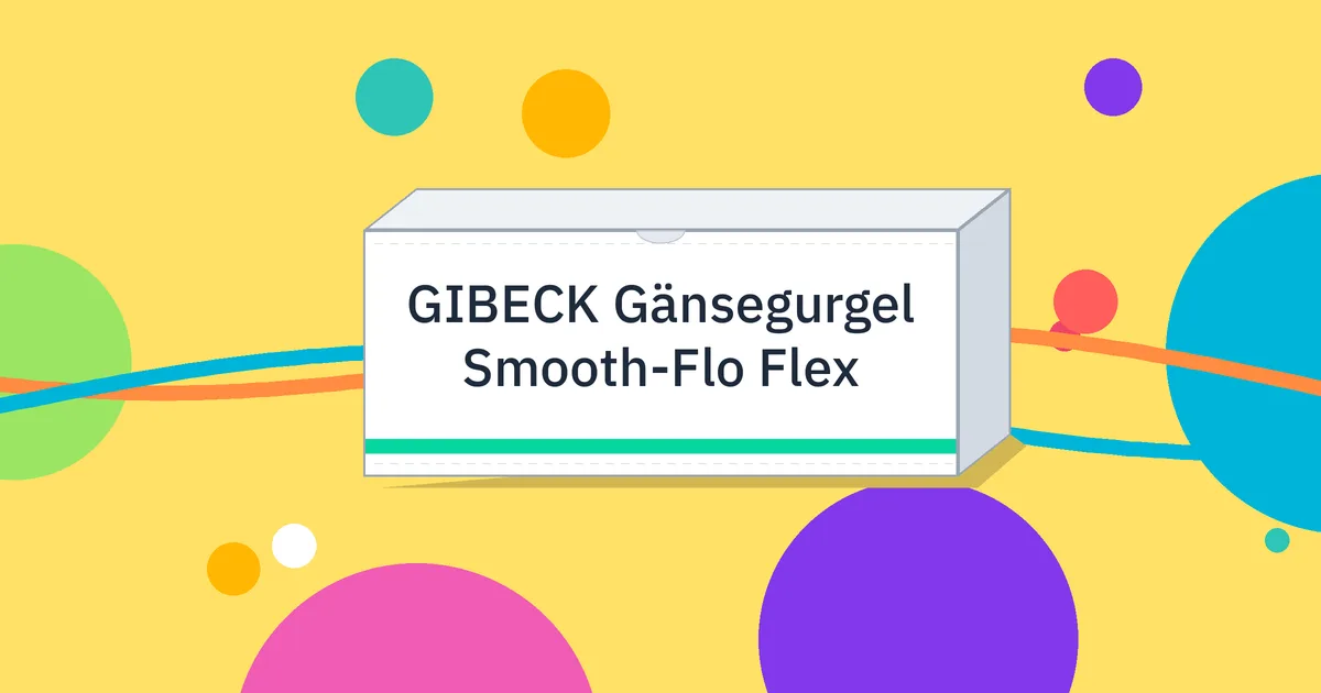 Symbolbild: Packung mit der Aufschrift GIBECK Gänsegurgel Smooth-Flo Flex (PZN 05032743) – Verfügbarkeit und Bezug in Apotheken in Frankfurt am Main