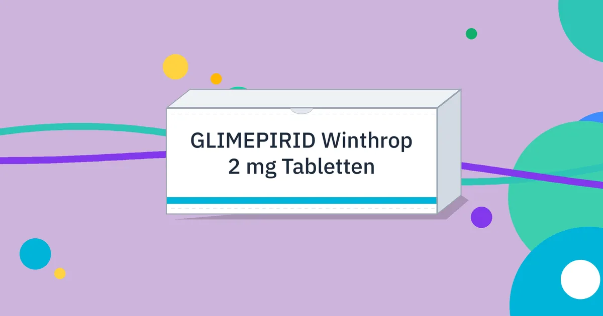 Symbolbild: Packung mit der Aufschrift GLIMEPIRID Winthrop 2 mg Tabletten (PZN 00379554) – Verfügbarkeit und Bezug in Apotheken in Frankfurt am Main