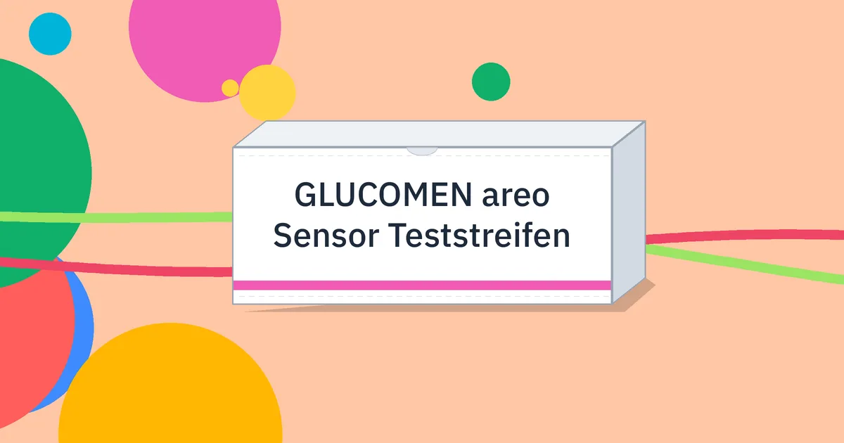Symbolbild: Packung mit der Aufschrift GLUCOMEN areo Sensor Teststreifen (PZN 10382178) – Verfügbarkeit und Bezug in Apotheken in Frankfurt am Main