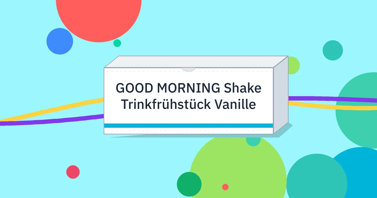 Symbolbild: Packung mit der Aufschrift GOOD MORNING Shake Trinkfrühstück Vanille (PZN 17757339) – Verfügbarkeit und Bezug in Apotheken in Frankfurt am Main