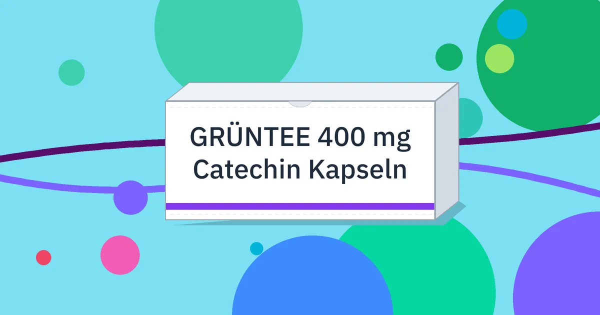 Symbolbild: Packung mit der Aufschrift GRÜNTEE 400 mg Catechin Kapseln (PZN 09083051) – Verfügbarkeit und Bezug in Apotheken in Frankfurt am Main