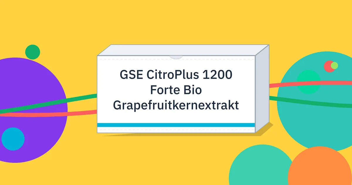 Symbolbild: Packung mit der Aufschrift GSE CitroPlus 1200 Forte Bio Grapefruitkernextrakt (PZN 14036473) – Verfügbarkeit und Bezug in Apotheken in Frankfurt am Main