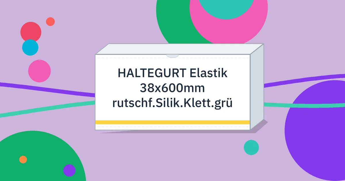 Symbolbild: Packung mit der Aufschrift HALTEGURT Elastik 38x600mm rutschf.Silik.Klett.grü (PZN 18806844) – Verfügbarkeit und Bezug in Apotheken in Frankfurt am Main