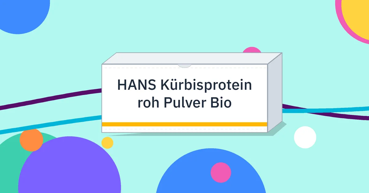 Symbolbild: Packung mit der Aufschrift HANS Kürbisprotein roh Pulver Bio (PZN 17421496) – Verfügbarkeit und Bezug in Apotheken in Frankfurt am Main