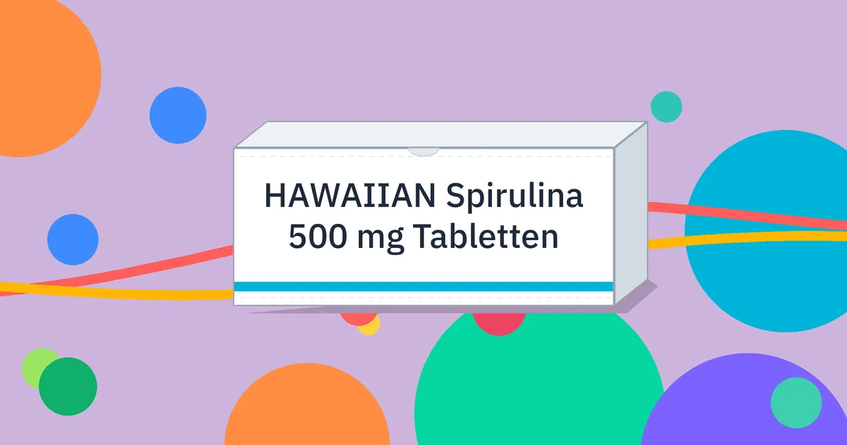 Symbolbild: Packung mit der Aufschrift HAWAIIAN Spirulina 500 mg Tabletten (PZN 10297136) – Verfügbarkeit und Bezug in Apotheken in Frankfurt am Main
