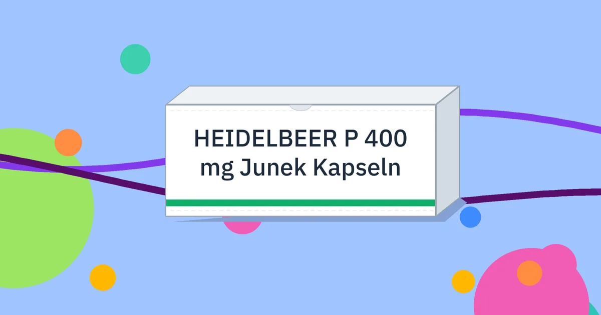 Symbolbild: Packung mit der Aufschrift HEIDELBEER P 400 mg Junek Kapseln (PZN 10336238) – Verfügbarkeit und Bezug in Apotheken in Frankfurt am Main