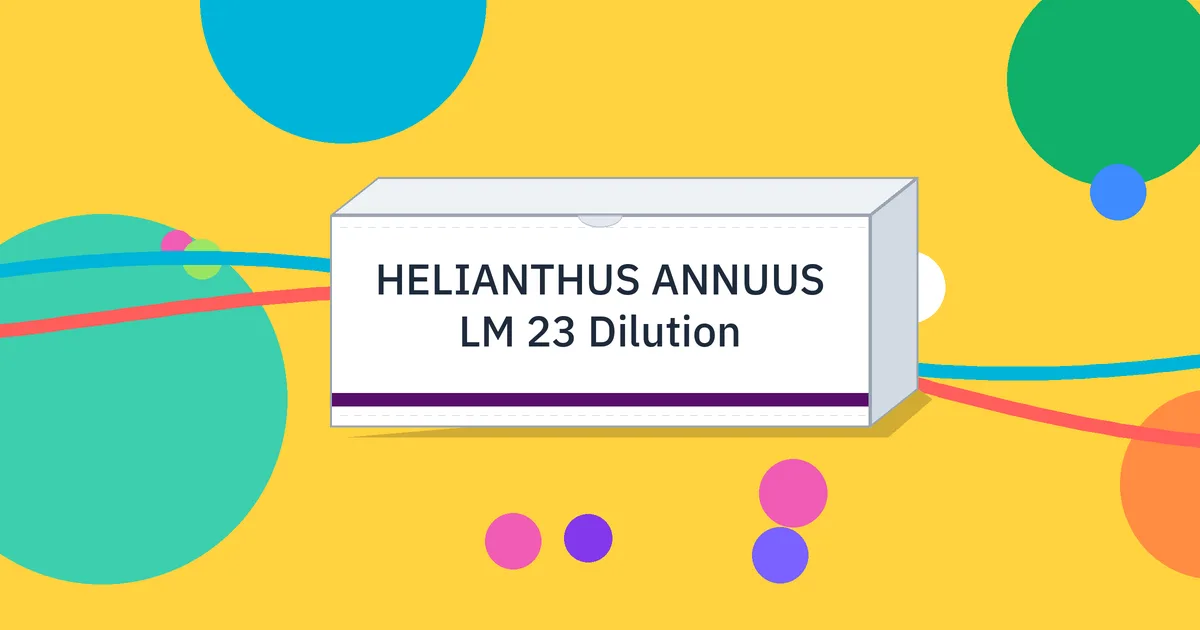Symbolbild: Packung mit der Aufschrift HELIANTHUS ANNUUS LM 23 Dilution (PZN 12885937) – Verfügbarkeit und Bezug in Apotheken in Frankfurt am Main