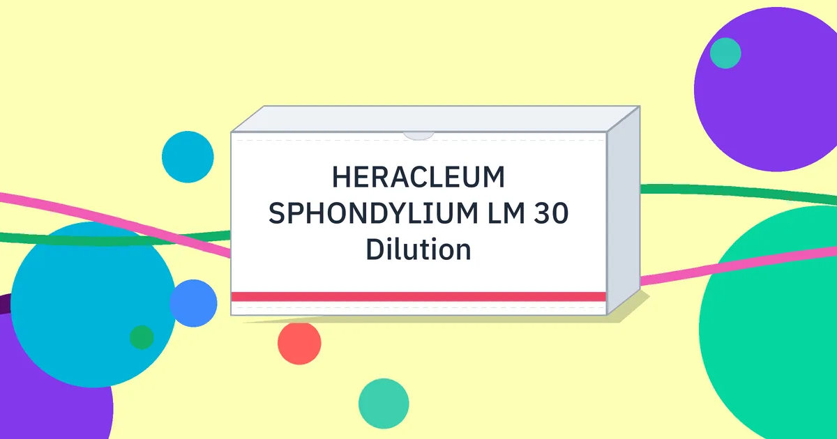 Symbolbild: Packung mit der Aufschrift HERACLEUM SPHONDYLIUM LM 30 Dilution (PZN 13552793) – Verfügbarkeit und Bezug in Apotheken in Frankfurt am Main