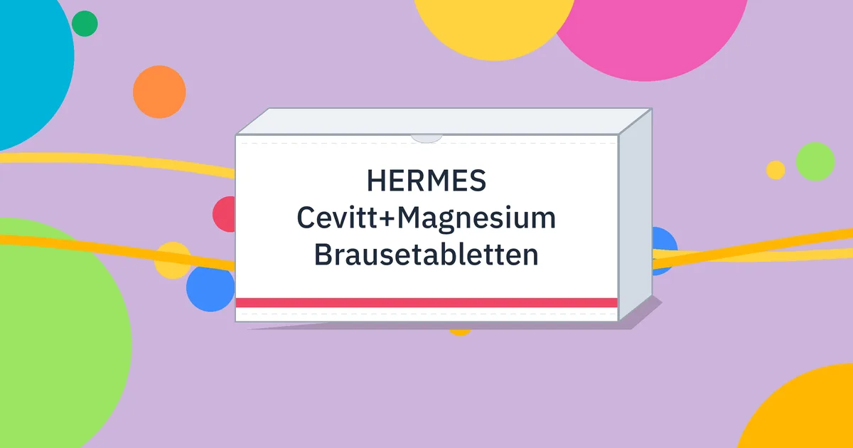 Symbolbild: Packung mit der Aufschrift HERMES Cevitt+Magnesium Brausetabletten (PZN 04777949) – Verfügbarkeit und Bezug in Apotheken in Frankfurt am Main