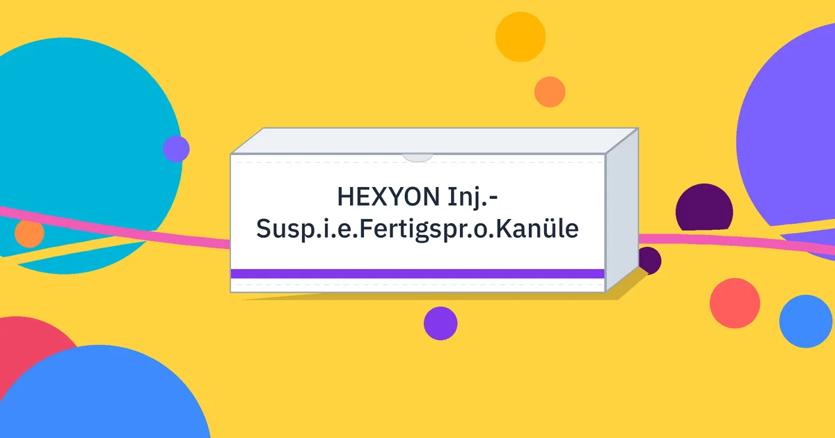 Symbolbild: Packung mit der Aufschrift HEXYON Inj.-Susp.i.e.Fertigspr.o.Kanüle (PZN 14336815) – Verfügbarkeit und Bezug in Apotheken in Frankfurt am Main