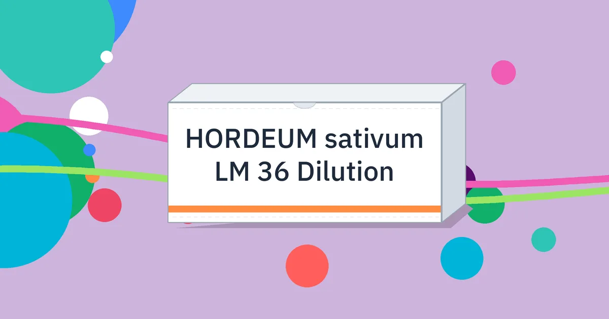 Symbolbild: Packung mit der Aufschrift HORDEUM sativum LM 36 Dilution (PZN 13556070) – Verfügbarkeit und Bezug in Apotheken in Frankfurt am Main