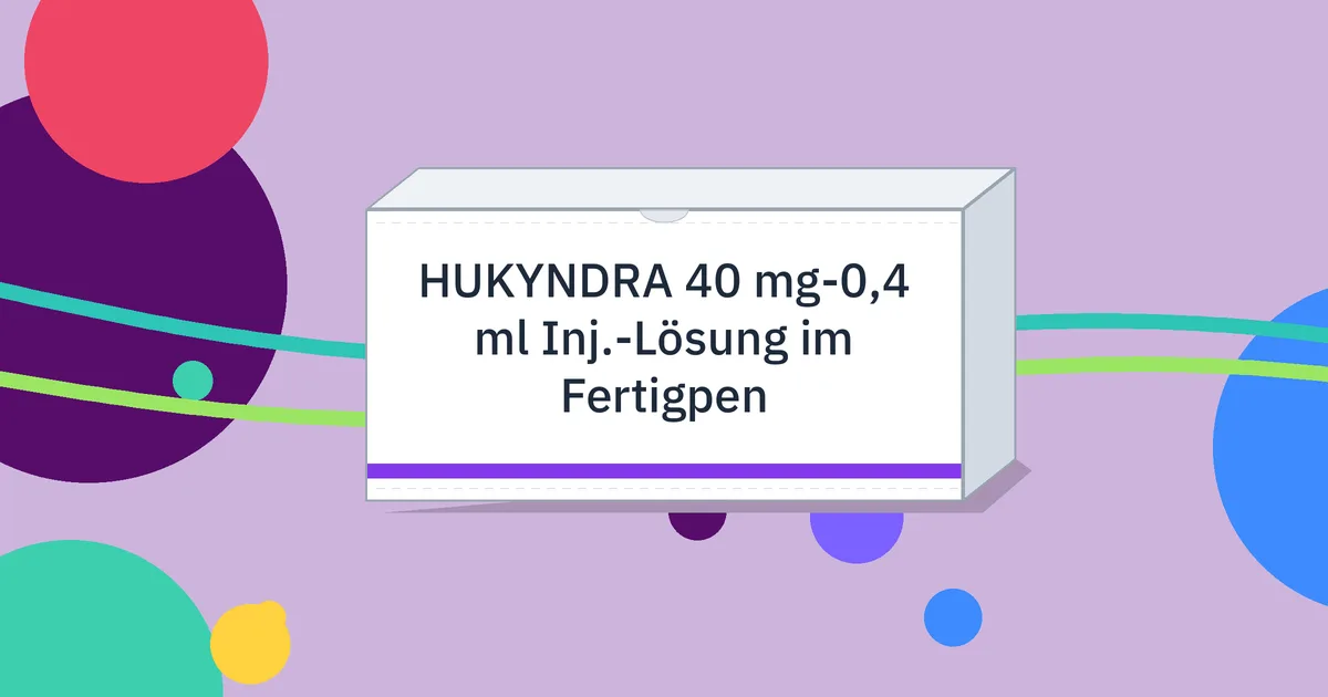 Symbolbild: Packung mit der Aufschrift HUKYNDRA 40 mg-0,4 ml Inj.-Lösung im Fertigpen (PZN 20140453) – Verfügbarkeit und Bezug in Apotheken in Frankfurt am Main